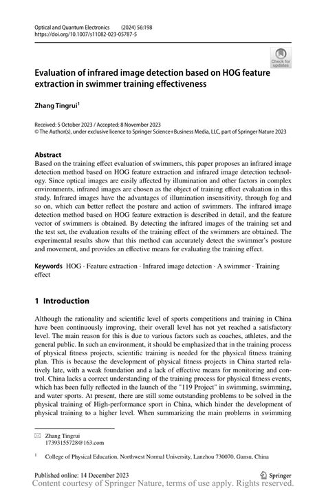 Evaluation Of Infrared Image Detection Based On Hog Feature Extraction In Swimmer Training