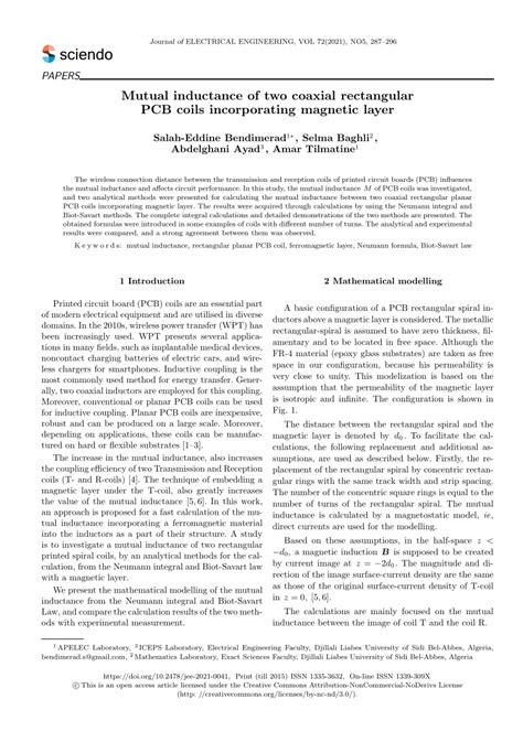 Pdf Mutual Inductance Of Two Coaxial Rectangular Pcb Coils Incorporating Magnetic Layer