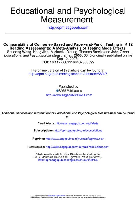 Pdf Comparability Of Computer Based And Paper And Pencil Testing In K 12 Reading Assessments