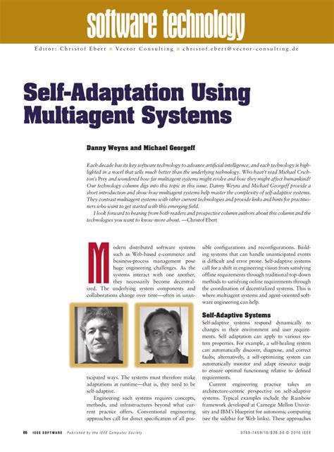 Pdf Self Adaptation Using Multiagent Systems