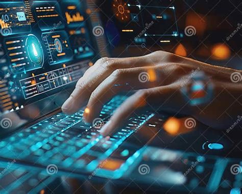 A Closeup Of A Hand Typing On A Keyboard Accessing A Quantum Computing Simulation Software Stock