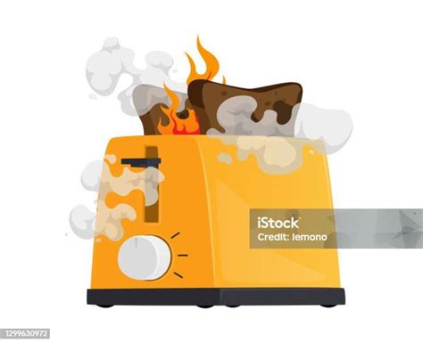 증기 불 번트 빵이 하얀 배경에 고립된 부서진 토스터 파괴 된 주방 가전 제품 스크랩 물건 토스트기에 대한 스톡 벡터 아트 및 기타 이미지 Istock