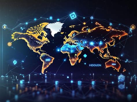 Premium Ai Image Futuristic Blockchain Technology Hud Background