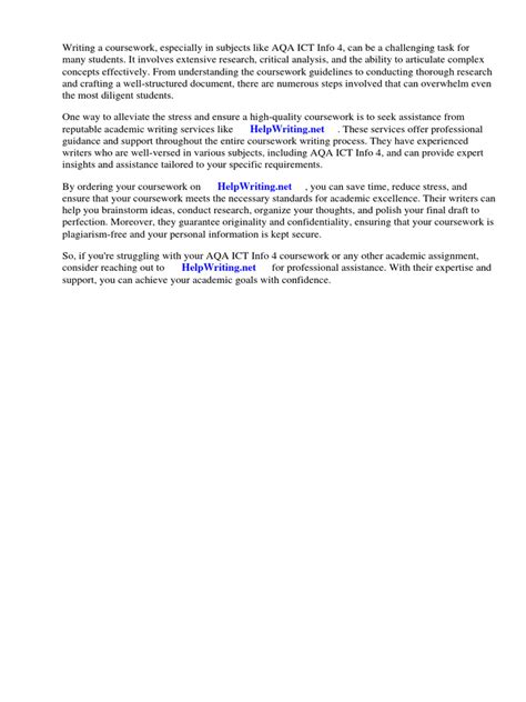 Aqa Ict Info 4 Coursework Guide Pdf Educational Technology Facebook