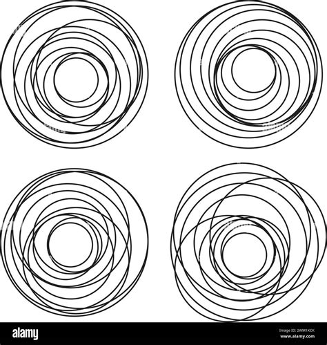 Vector Hypnotic Spiral Circles Chaotic Spiral Concentric Circles Isolated On White Background