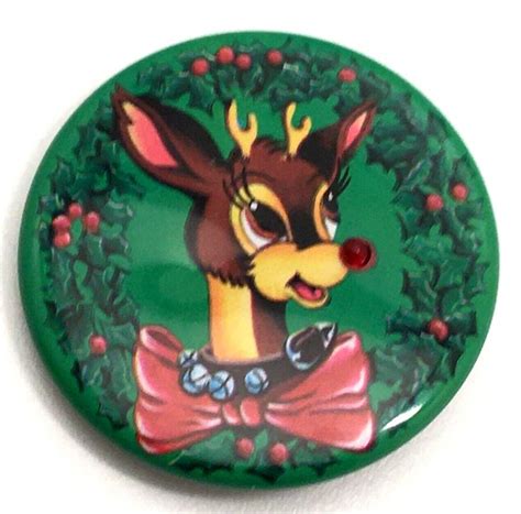 Rudolph The Red Nosed Reindeer Pin Blinking Light Up Nose 1984 Rl May