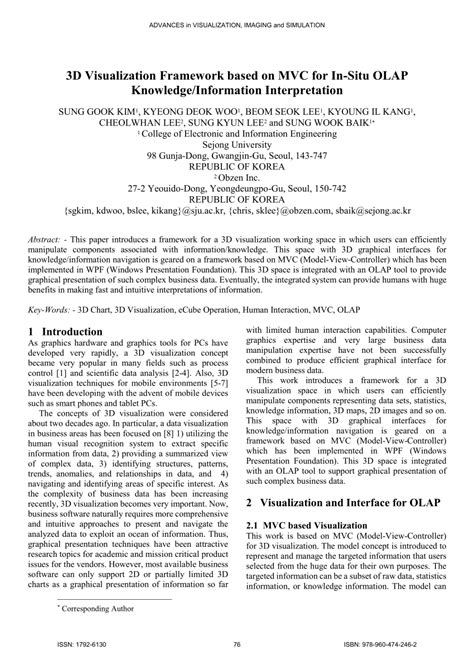 Pdf 3d Visualization Framework Based On Mvc For In Situ Olap Knowledgeinformation Interpretation