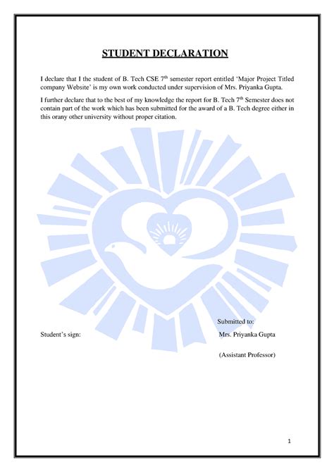 Major Project Report 90 Babe DECLARATION I Declare That I The Babe Of B Tech CSE 7th