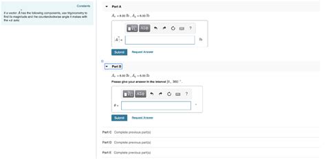 Solved Constants Part A If A Vector A Has The Following Chegg Com