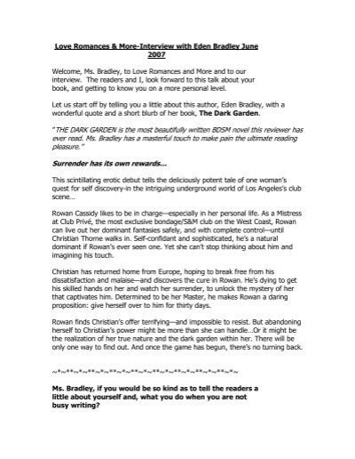 THE DARK GARDEN Is The Most Beautifully Written BDSM Novel