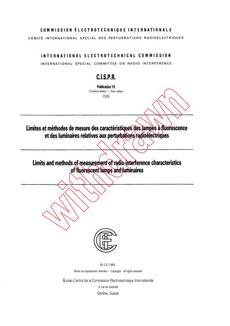 Cispr 15 1985 Limits And Methods Of Measurement Of Radio Interference Characteristics Of