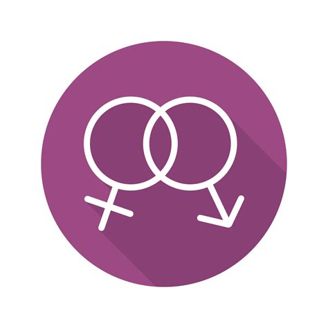 Sex Flat Design Long Shadow Glyph Icon Interlocked Man And Woman Symbols Sex Shop Sign Vector