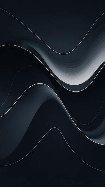 Abstract Monochrome Wave Patterns In A Dark Palette Premium Ai