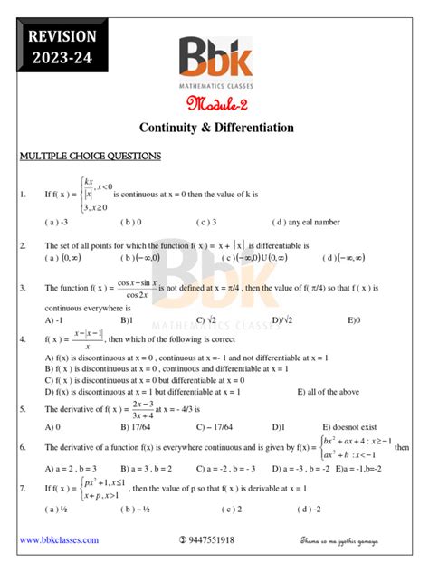 12 Module 2 Worksheet Pdf Function Mathematics Derivative