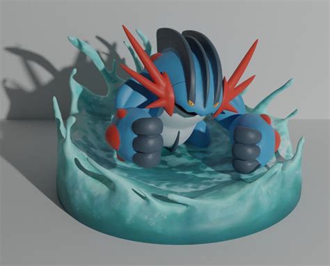 Mudkip Marshtomp Swampert And Mega Swampert 3d Print Model 3d Model 3d