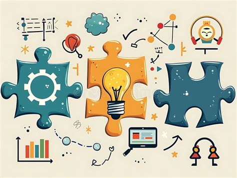 Puzzle Icons Representing Problem Solving Creativity And Teamwork Stock Image Image Of