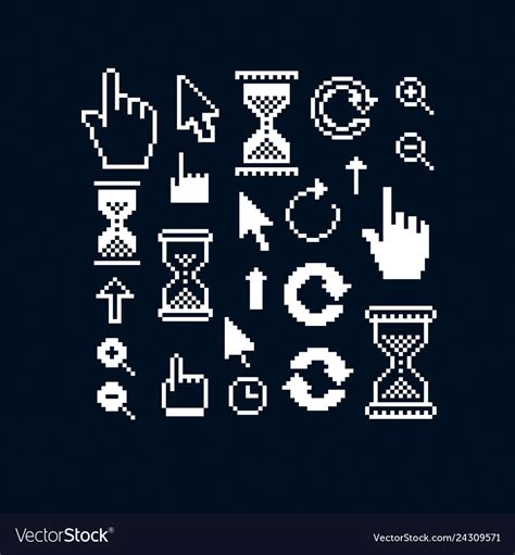 Set Of Retro Cursor Signs Made In Pixel Art Style Vector Image