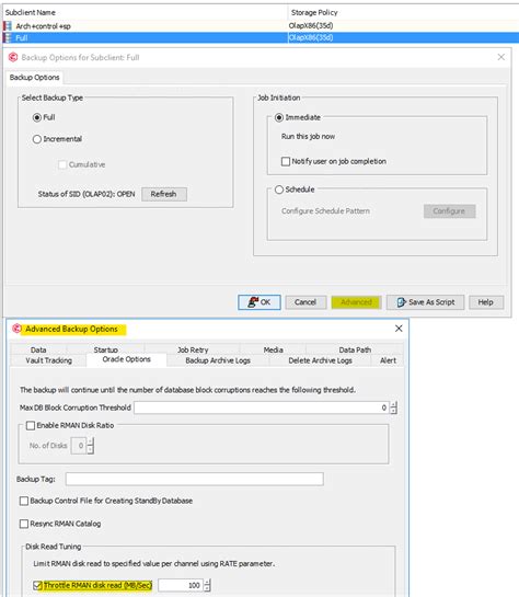 Set Throttle Rman Disk Read Mbsec For Oracle Intellisnap Backup Community