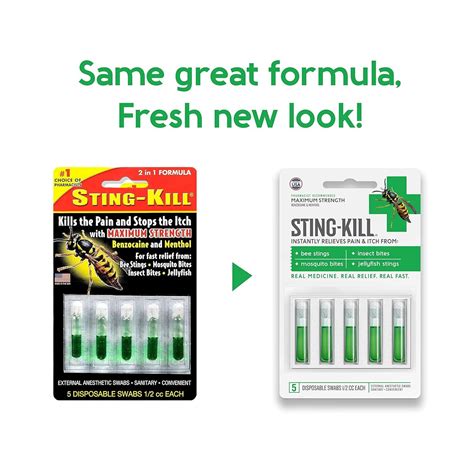 Sting Kill Disposable Swabs 5 Count Fast Acting Relief For Insect