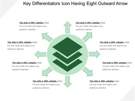 Key Differentiators Icon Having Eight Outward Arrow Powerpoint Presentation Slides Ppt