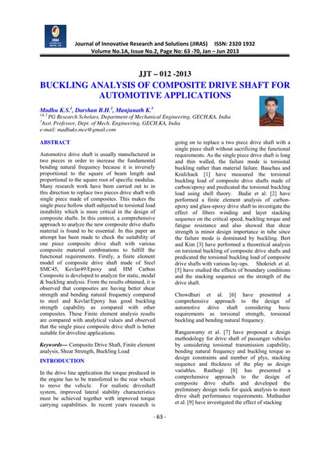 Pdf Buckling Analysis Of Composite Drive Shaft For Automotive Applications