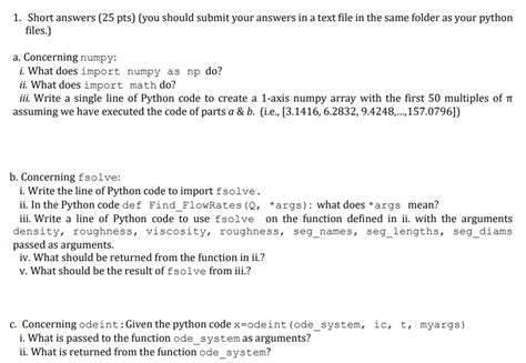 Solved 1 Short Answers 25 Pts You Should Submit Your
