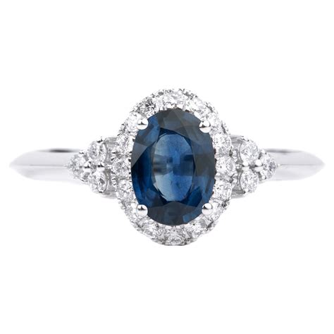 Blue Sapphire And Diamond Double Halo Cocktail Engagement Ring Grs