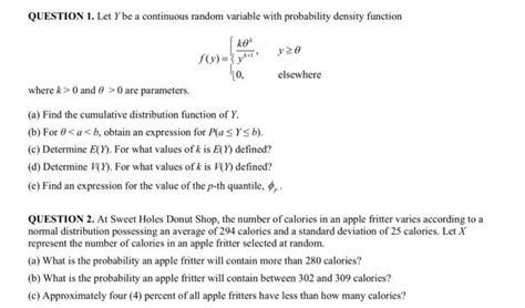 Solved Question 1 Let Y Be A Continuous Random Variable