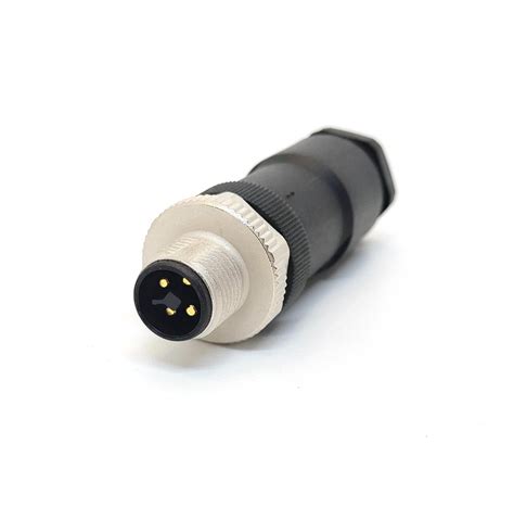 M12 T Coding Power Male Connector 4 Pin T Coded Straight Round Plug