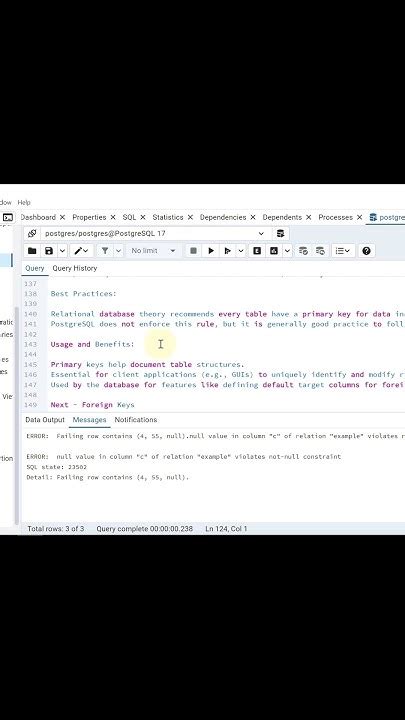 Primary Key Features And Usage In Postgresql Best Postgresql Tutorial Shorts Youtube
