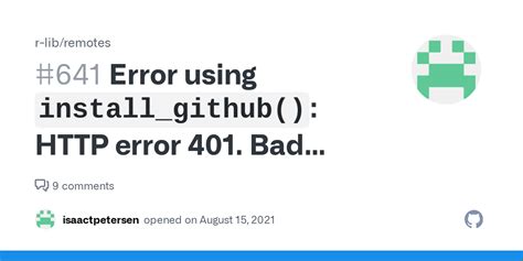 Error Using `installgithub` Error 401 Bad Credentials