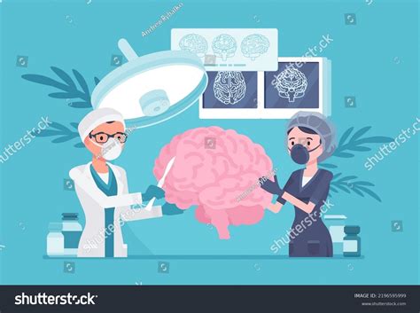 Brain Operation Neurosurgery Surgery Nervous System Stock Vector