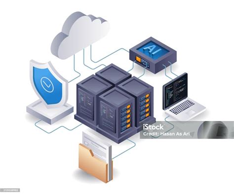 클라우드 서버 보안을 위한 인공 지능 평면 등각 투영 3d 그림 개발에 대한 스톡 벡터 아트 및 기타 이미지 개발 과학 기술자 Istock