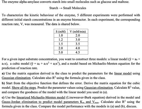 Solved The Enzyme Alpha Amylase Converts Starch Into Small