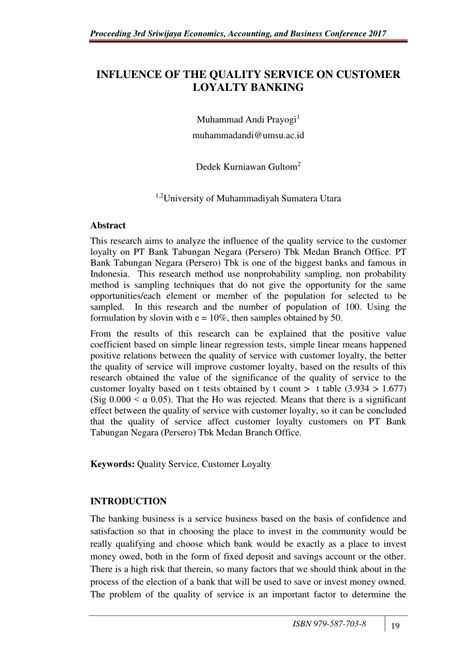 Pdf Influence Of The Quality Service On Customer Loyalty Banking