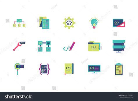 Website Code Icon Set Design Programming Stock Vector Royalty Free