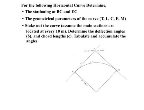 Solved For The Following Horizontal Curve Determine The Chegg
