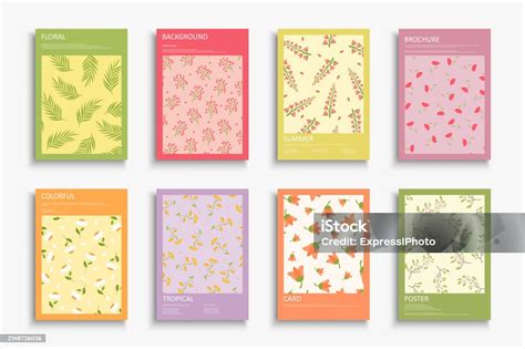 컬러 여름 꽃 포스터 템플릿 배경 플래 카드 브로셔 배너 전단지 등 모음 밝은 꽃무늬 커버 생동감 넘치는 네이처 프린트 0명에 대한 스톡 벡터 아트 및 기타 이미지 Istock