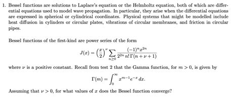 Solved 1 Bessel Functions Are Solutions To Laplaces