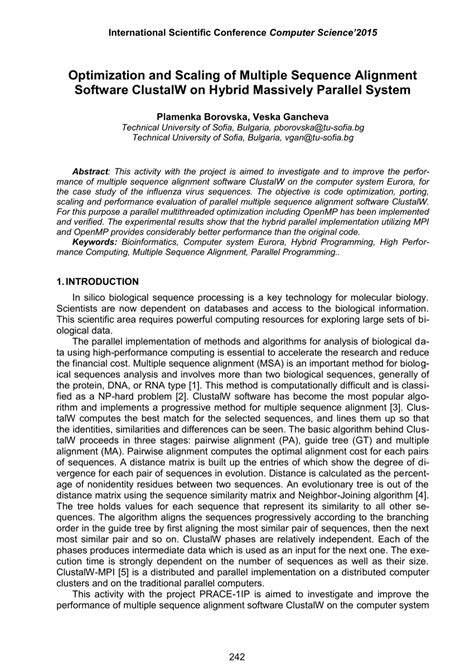 Pdf Optimization And Scaling Of Multiple Sequence Alignment Software Clustalw On Hybrid