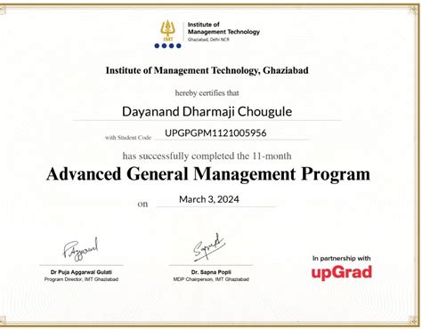 Successfully Completed Advanced General Management Program Upgrad