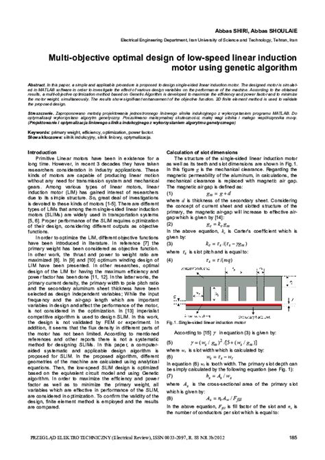 Pdf Multi Objective Optimal Design Of Low Speed Linear Induction