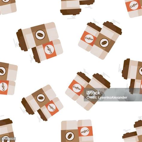 커피 컵 완벽 한 패턴 배경 아이콘입니다 비즈니스 평면 벡터 일러스트입니다 커피 기호 기호 패턴입니다 달콤한 음식에 대한 스톡 벡터 아트 및 기타 이미지 Istock