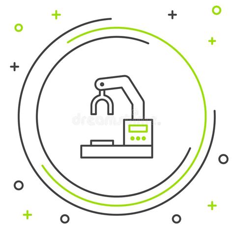 Line Industrial Machine Robotic Robot Arm Hand Factory Icon Isolated On White Background