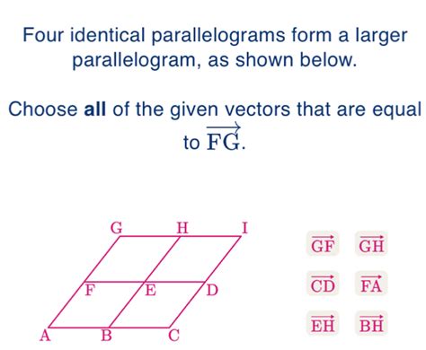 Solved Four Identical Parallelograms Form A Larger Parallelogram As Shown Below Choose All Of
