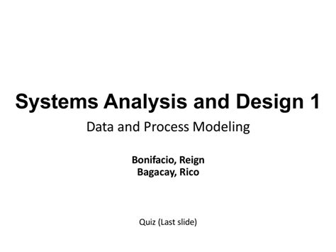 data and process modeling in systems analysis and design