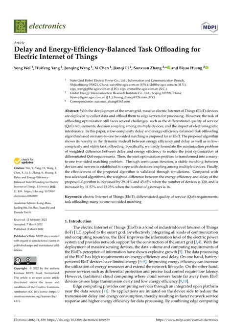 Pdf Delay And Energy Efficiency Balanced Task Offloading For Electric