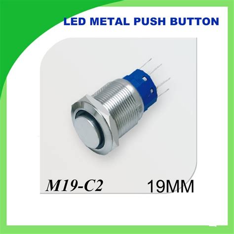 19mm LED Metal Push Button Latching Switch ON OFF Switch Hight Head Ring Light Lead Metal Led