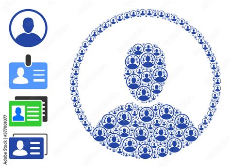 Vector Man Rounded Portrait Collage Is Composed From Randomized Self Man Rounded Portrait Icons