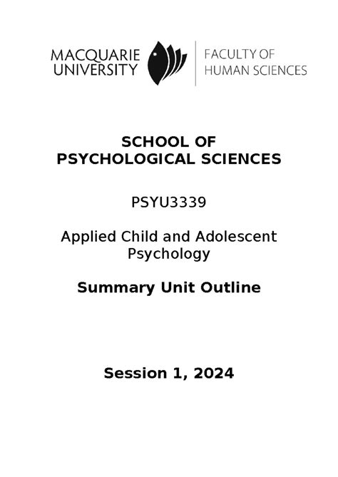 Summary PSYU Unit Outline Session Final Babe OF